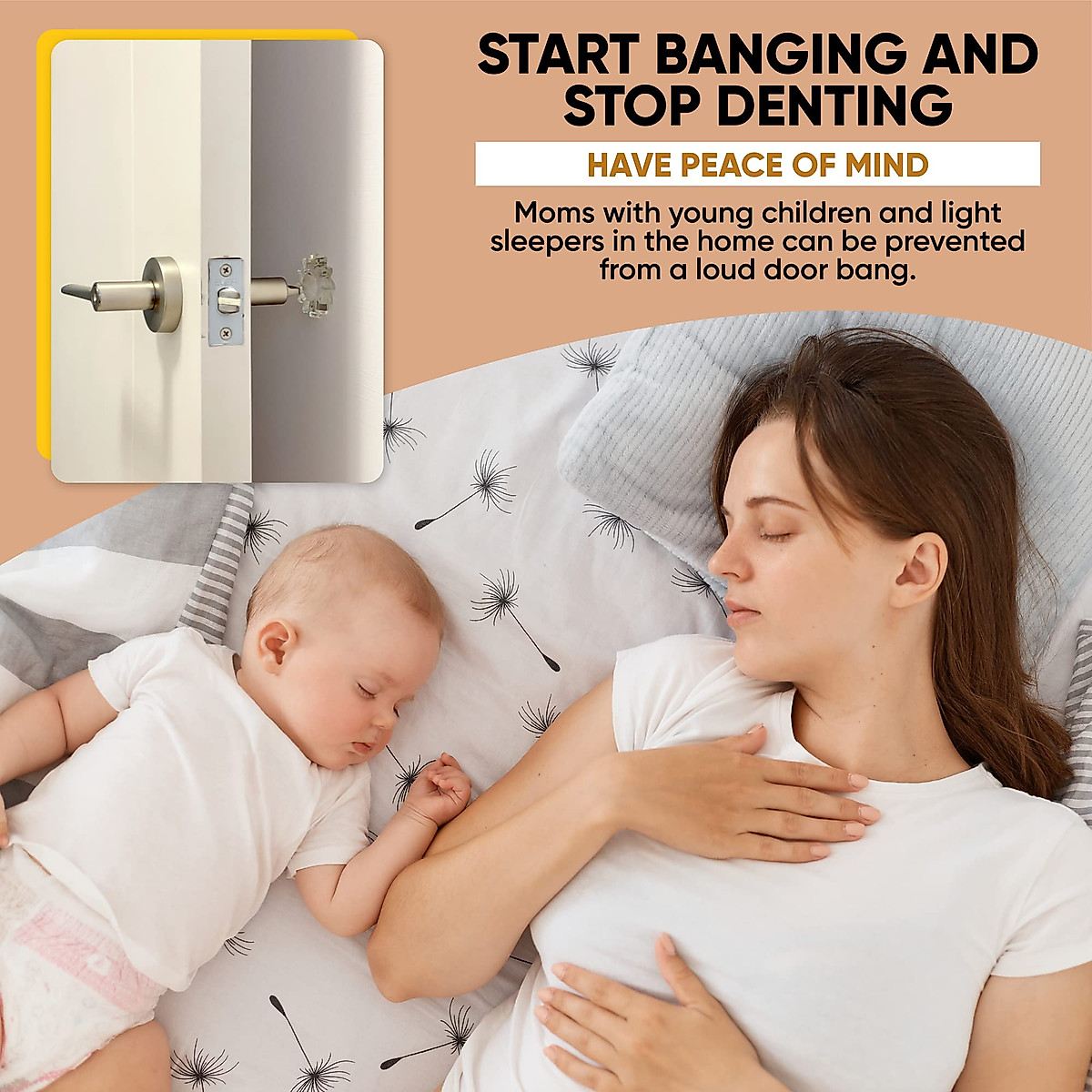 HOYAHH Door Stopper Wall Protector - All New 3rd Gen Door Knob Wall Protector, Cute Clear Sunflower Design, Quiet Shock Absorbent, Soft Gel Reusable, Pack of 6 Pieces Wall Protectors from Door Knobs