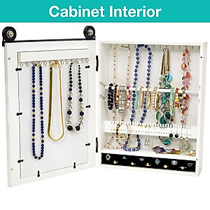 Barndoor Picture Frame Jewelry Organizer - Holds Four 4x6" Photos (White)