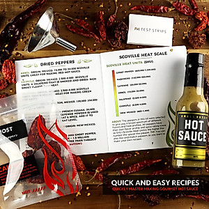 Unique Gift for Men, Deluxe Hot Sauce Making Kit, 3 Varieties of Chili Peppers, Gourmet Spice Blend, 3 Bottles, 16 Fun Labels, Make your own sauce, Nice Gift For Dad, Brother, Uncle, Guys. (Deluxe Kit)