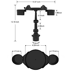 HOLDCY Cup Holder Expander for Car, 360 Degrees Rotate Adjustable 6.3 inches Surface Car Tray Table and Drink Holders with 3 Coaster, Car Cup Holder Tray Apply to All Auto Models