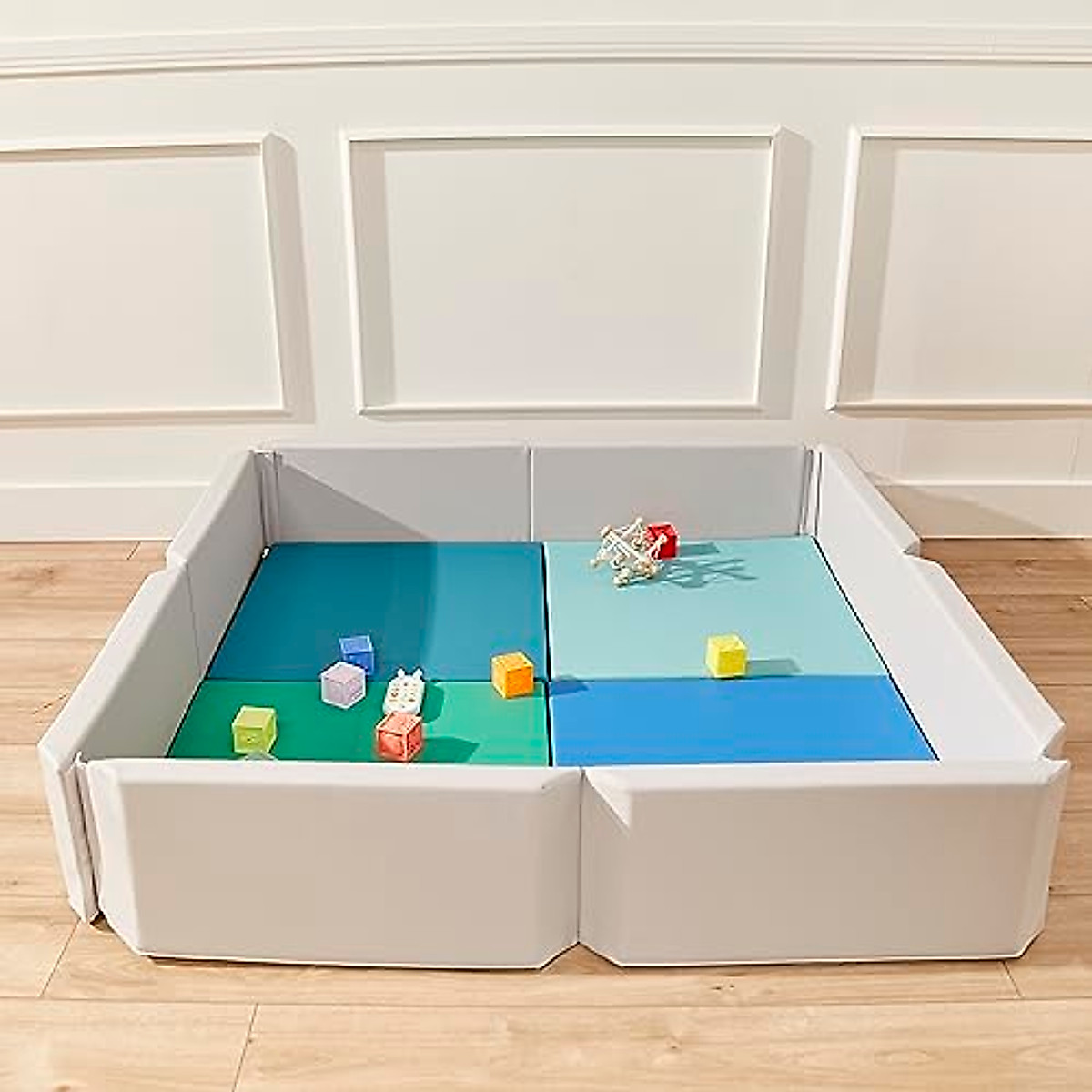 ECR4Kids SoftZone Play Patch Toy Bins, Beginner Playset, Light Grey, 2-Pack