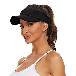 Zando Womens Visor Hats for Women Sun Visors for Women Sports Adjustable Visor Hat Unisex Running Cap Summer Hat Beach Hats for Women Sun Protection Caps for Women Cotton Visors Black Visor for Men