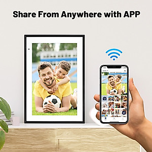 Digital Photo Frame 10.1 Inch WiFi Digital Picture Frame IPS HD Touch Screen Smart Cloud Photo Frame with 16GB Storage, Auto-Rotate, Easy Setup to Share Photos or Videos Remotely via AiMOR APP (Black)
