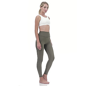 Allsense Women's High Waist Yoga Leggings with Inside and Back Zipper Pockets, Sports Gym Workout Running Pants S OliveGreen