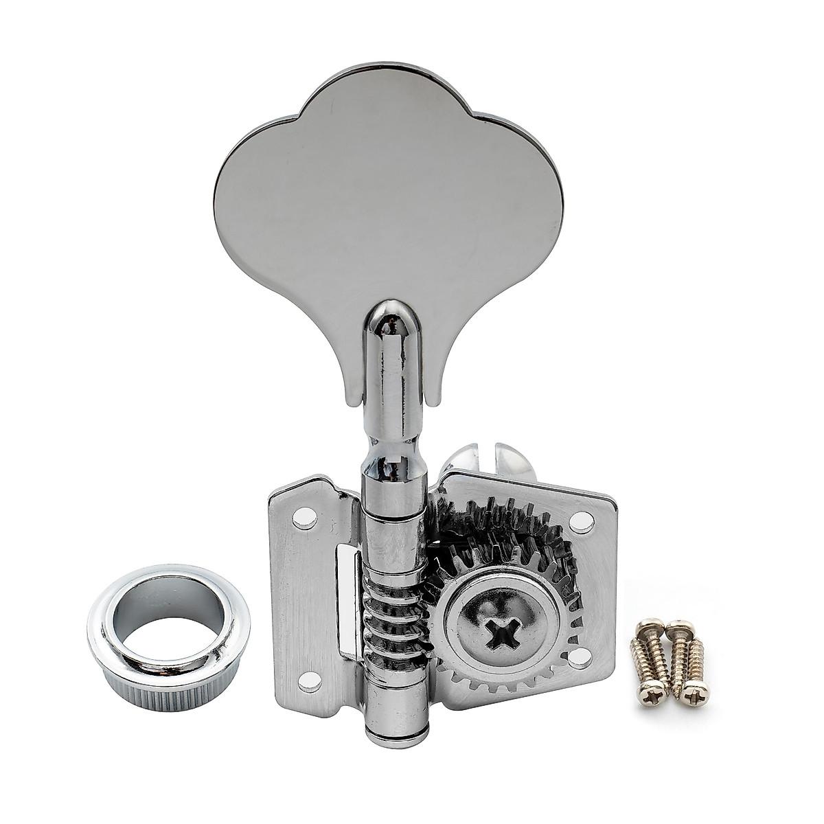 Musiclily 4-in-line 4R Vintage Open Gear Bass Tuners Machine Head Tuning Keys Pegs Set Right Hand for Jazz Precision P Bass Replacement, Chrome