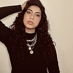 MJartoria Gold Layered Necklaces for Women Trendy Retro Birthflower August Flower Coin Pendant Gold Chain Necklaces Dainty Chunky Link Chain Choker Necklaces for Girls Jewelry Birthday Gifts