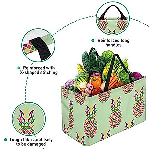 Pineapple Full Print Large Capacity Laundry Organizer Tote Bag - Reusable and Foldable Oxford Cloth Shopping Bags