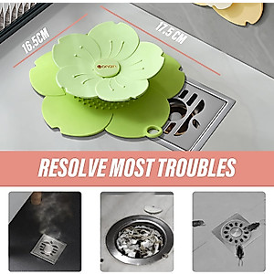 Generic 4Pcs,Anti-odor Petal Hair Drain Catcher, 7"" Silicone Hair Stopper Drain Cover for Shower, Protector Silicone Bathtub, Easy to Install Suit for Bathroom,Bathtub,Kitchen and Sink (Pink)