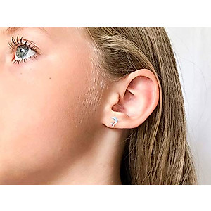 925 Sterling Silver Synthetic Opal Earrings Studs Hypoallergenic Dolphin Earrings Cute Birthday Gift for Her