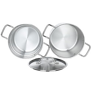 Thunder Group SLDB4008 3-Piece 8 Qt Double Boiler Set with Encapsulated Base for Restaurant Cafeteria | Induction Gas Electric Cooktop Safe | 10"D x 7-5/8"H, 8-7/8"D x 7-1/4, Stainless Steel | NSF