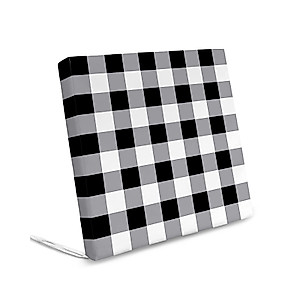 ZFUNCING 2 Pack Waterproof Patio Cushion Cover for Outdoor,Rustic Farmhouse Buffalo Check Plaid Washable Replacement Covers Furniture Seat Slipcover for Couch Sofa Chair,White Black,22x20in