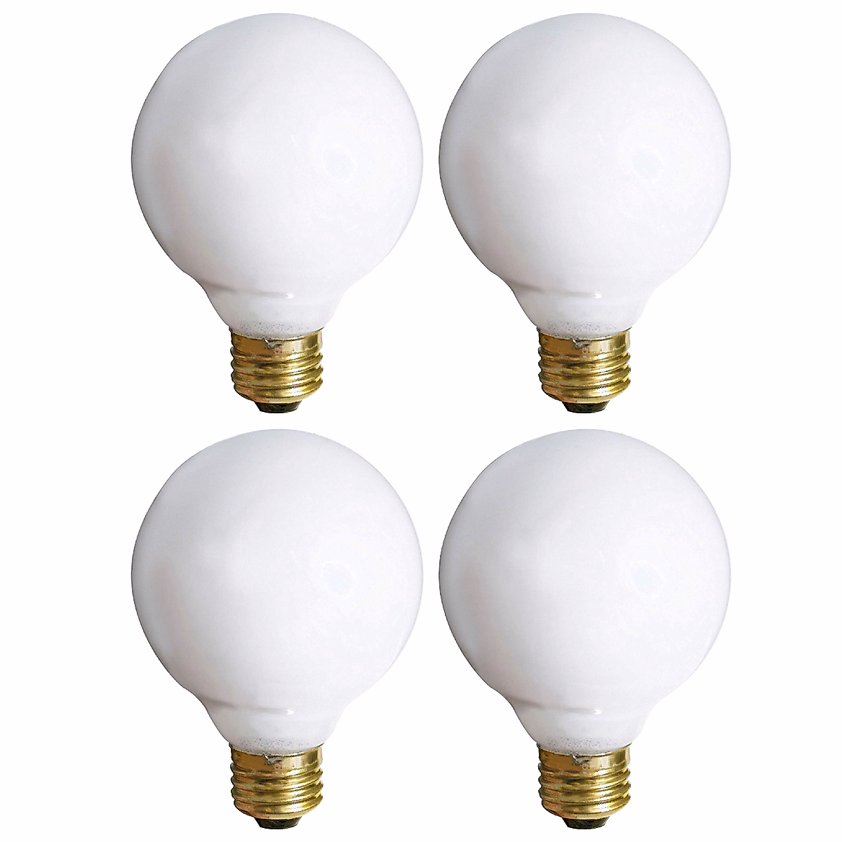 (4 Pack) G25 Incandescent Incandescent Light Bulb 2700K Soft Light, Decorative Globe Light Bulbs,E26 Medium Base, Perfect for Pendant Bathroom/Vanity Mirror Makeup, Dimmable. (White-Finish, 25-Watt)