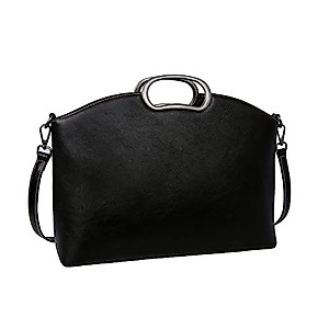 HESHE Genuine Leather Purses and handbags for Women Organizer Shoulder Bag Tote Top Handle Handbag Designer Ladies Crossbody Satchel (Black)