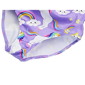 TENVDA Gymnastics Leotards for Girls 3t 4t Long Sleeve Tumbling Outfit Sparkly Purple Unicorn Toddler Kids Bodysuits