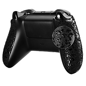 eXtremeRate Textured Blue Back Panels, Comfortable Non-Slip Side Rails, 3D Splashing Handles, Game Improvement Replacement Parts for Xbox One Standard Controller Model 1537/1697