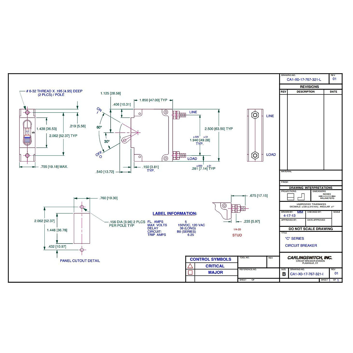 MNEDC-5 Panel Mount Breaker