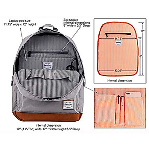 B BRENTANO Unisex Water Resistant Backpack Daypack (Gray)