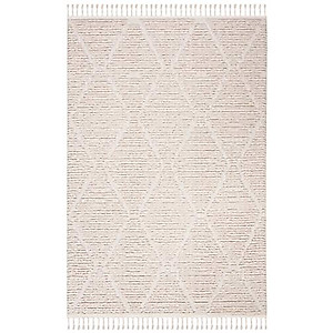 SAFAVIEH Marrakech Collection 5'3" x 7'6" Beige MRK517C Handmade Moroccan Boho Tribal Tassel Area Rug