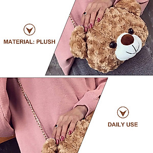 VALICLUD Storage Bag Crossbody Bag Cute Bags Lovely Cartoon Shaped Shoulder Bag Plush Chain Bag for Girls Women Head Bags Coffee Bear Purse Plush Shoulder Bag