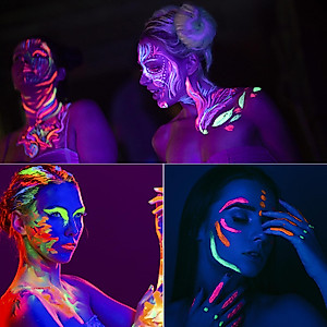 15PCS Glow in the Dark Body & Face Paint Stick,Makeup Face Paint Kit for Kids and Adults Halloween Club Black Light Birthday Party Masquerade Neon Glow Party Supplies