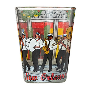 Artisan Owl New Orleans Jazz Brass Band Full Wrap Souvenir Shot Glass