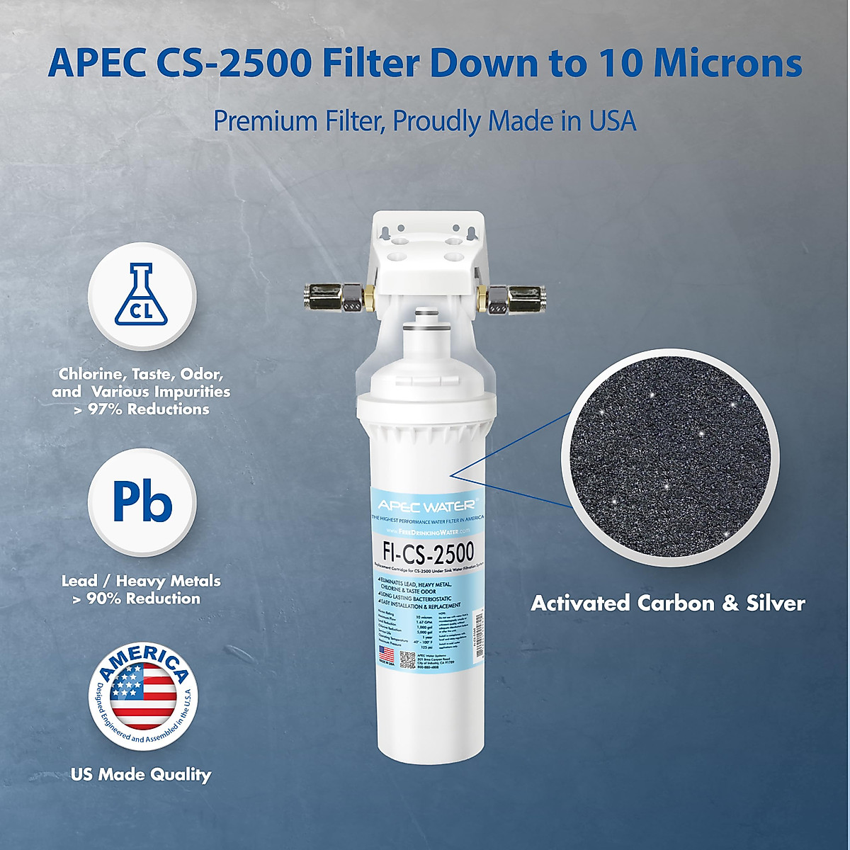 APEC Ultra High Capacity Under Sink Water Filtration System - Premium Quality US Made Filter (CS-2500)