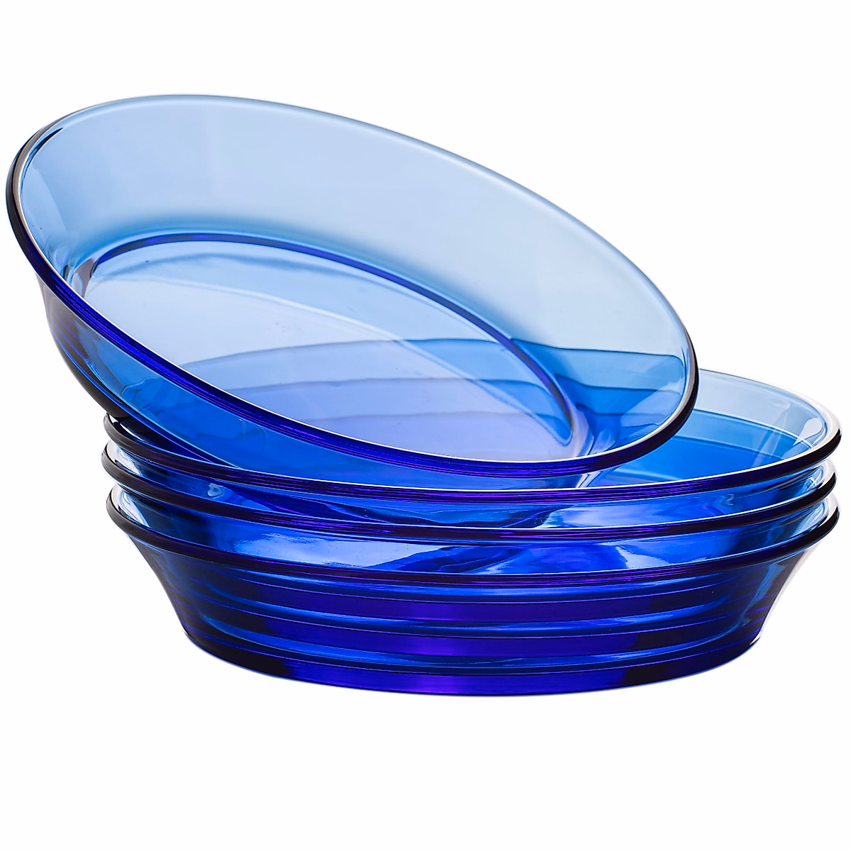 STPGoods Glass Dinner Plates - Set of 4, Blue Cobalt Transparent Glass Eating Plates, Circular Glass Dinnerware for Salad, Bread, Dinner (7.8-Inch Salad Plate Set, Set of 4)