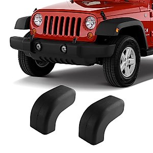 Easy-Going Front Bumper Tow Hook Cover Perfectly Compatible with Jeep 07-23 Wrangler JK JL JT for Buffering,Awesome Car Decoration Tow Hook Protector (Black-2pcs)