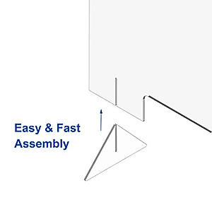 VARWANEO No Opening Sneeze Guard Panel for Counter and Desk, No Cutout Protective Plexiglass Shield, No Hole for Business, Office, School (24" W x 24" H)