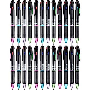 JOVITEC 24 Pack 4 in 1 Multicolor Retractable Pens 0.7 mm 4 Colors Gel Ink Ball Point Pens for Nurses Kids Supplies