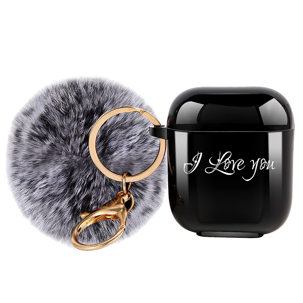 customgift Custom Apple Airpods 1 & 2 Case, Airpod Pro Cover Personalized with Name, Giftfor Women, Girls Pom Fur Ball Keychain/Strap/Accessories, Multiple Colour TPU DIY Picture, Multicolor
