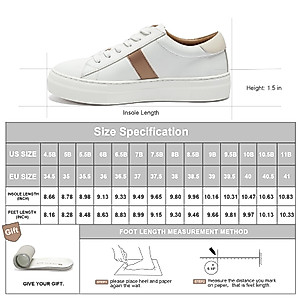 AiciBerllucci Women's Casual Sneakers,Leather Platform Sneakers for Women Fashion,Lace Up Walking Sneakers Comfortable,Street Platform Sneakers Low Top Authentic Shoes White 99AP48-WhiteBrown-7.5