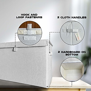 Foldable Storage Boxes with Lids, 2 Pack with 4 Hardboards, Premium Linen Fabric Collapsible Storage Bins with Handles, Storage Organizer, Perfect Basket Storage for Clothes, Shoes, Books, Toys