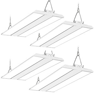 hykolity 4 Pack 2FT LED Linear High Bay Shop Light, 150W LED Shop Light, 19500lm 130LM/W, 100-277V, 0-10V Dim, 5000K Daylight Linear Hanging Light for Warehouse Workshops, UL Listed