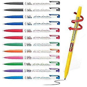 Xeno Slim Ball point Pens - Baby Mikey 0.38mm 9 Color mix (Pack of 12) With twistable pencil