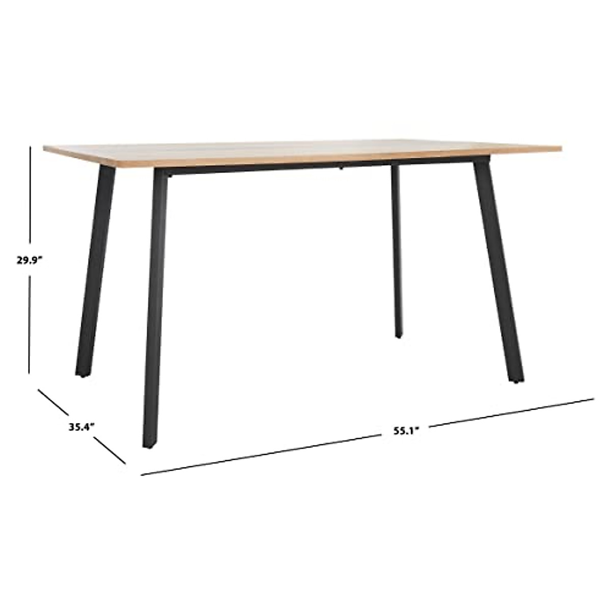 Safavieh Home Collection Leith Mid-Century Scandinavian Natural/Black Stripe Rectangle Dining Table