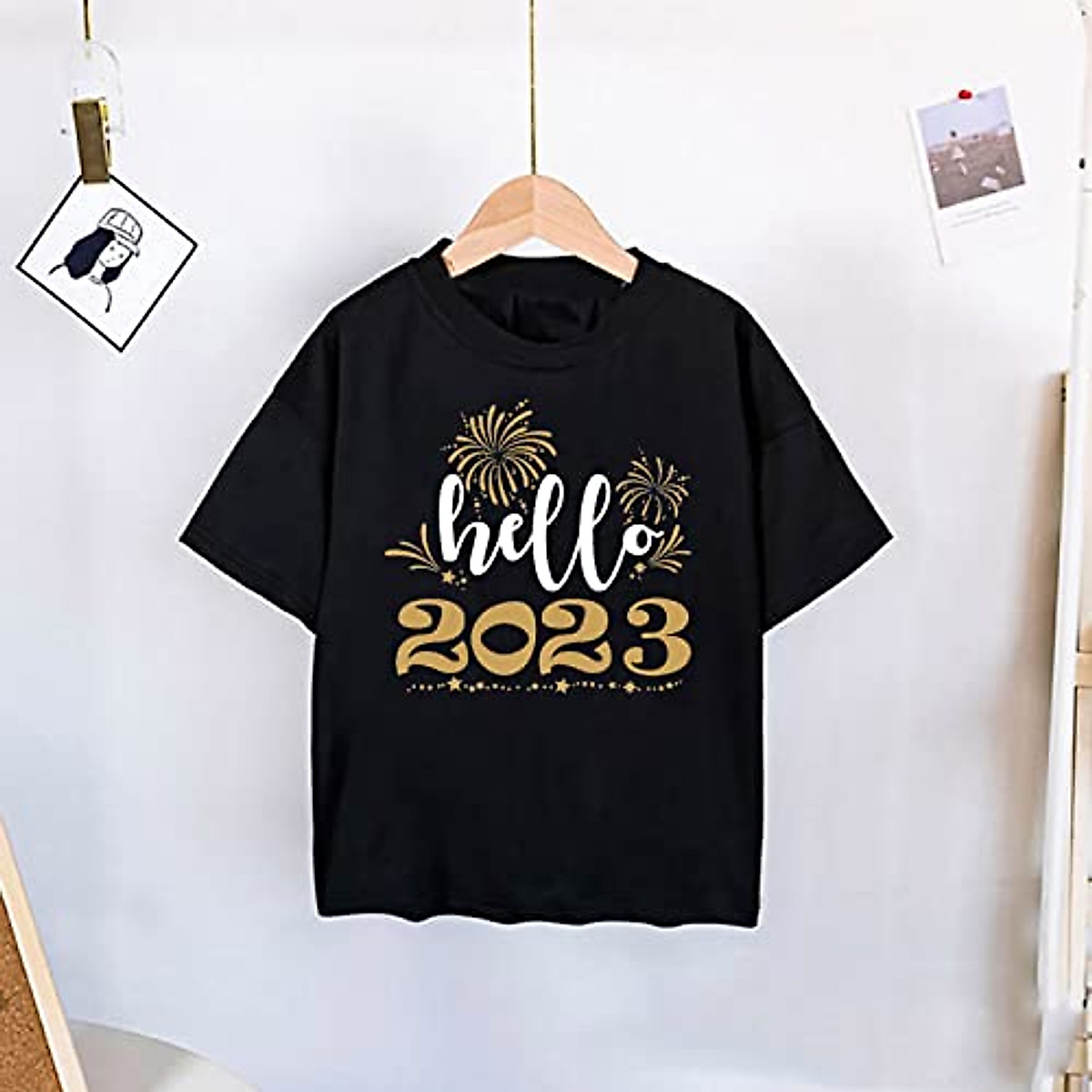 T Shirts New Years Eve Party Supplies Kids NYE 2023 New Year T Shirt Top Mortification Shirt (0302G-Black, 6-12 Months)