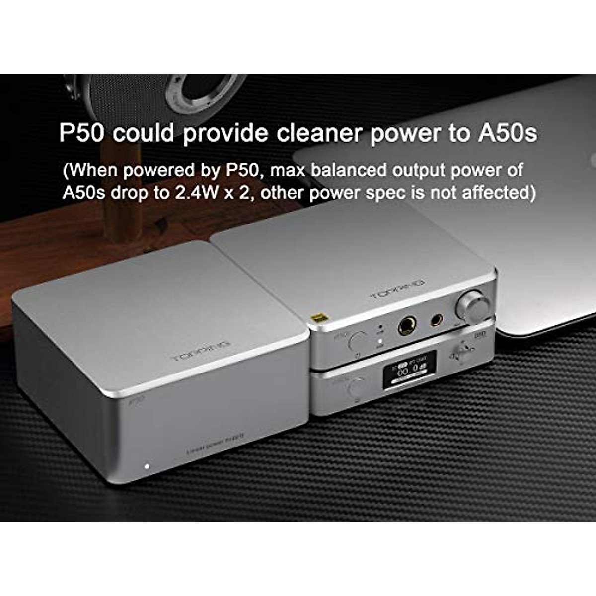 Topping A50s Preamplifier NFCA Fantasy HPA for Desktop HiFi 4.4mm Balanced Output Headphone Amplifier (Silver)