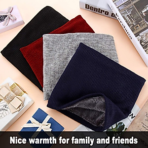Syhood 4 Pieces Winter Neck Warmer Fleece Tube Scarf Thicken Knitted Windproof Bandana for Men and Women (Wine Red, Black, Navy Blue, Light Gray)