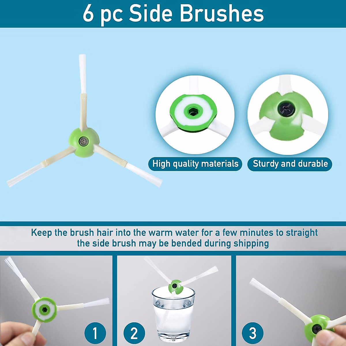 NEACUTE Vacuum Cleaner Attachments Replacement Parts - Compatible for iRobot Roomba i3 i4 i6 i7 i8 i8 E5 E6 E7 &J7, 2 Roller Brushes, 6 HEPA Filters, 6 Side Brushes, 6 Dust Bags