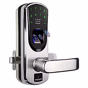WeJupit V8 Fingerprint Keyless Entry Smart Door Lock Stainless Steel Touchscreen with Electronic Keypads, Spare Key, Two-Factor Authentication, Biometric Digital Auto-Lock, Right Handle Only