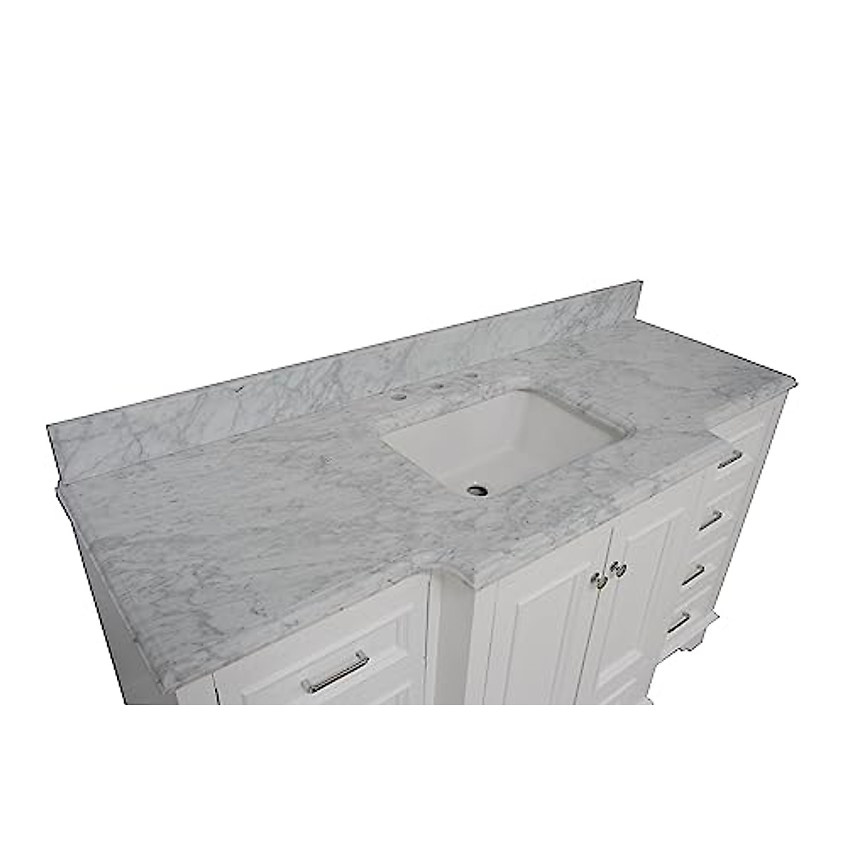 Kitchen Bath Collection Nantucket 60-inch Single Bathroom Vanity (White/Carrara): Includes White Cabinet with Authentic Italian Carrara Marble Countertop and White Ceramic Sink