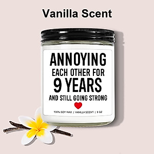 Younift 9 Years Candle, 9 Year Anniversary, Gifts for Him, Her, 9th Anniversary, Gifts for Husband, Wife, 9th Wedding Anniversary, Gifts for Couple, Funny Gifts, Pottery Anniversary