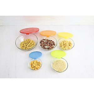 Home Basics Glass Food Storage Containers with Multi Color Plastic Lids