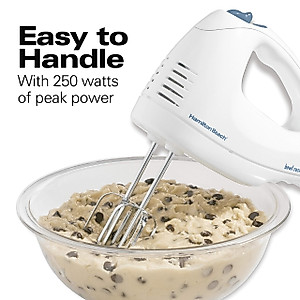 Hamilton Beach Wave Crusher Blender with 14 Functions & 40oz Glass Jar for Shakes and Smoothies, Black & 6-Speed Electric Hand Mixer with Whisk, Traditional Beaters, Snap-On Storage Case, White