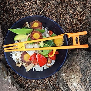 fusionstix, the reusable, BPA free, dishwasher safe, fork chopstick combo utensil flatware for home kitchen, camping, backpacking, picnics, outdoor activities, or eating on the go (Watermelon)