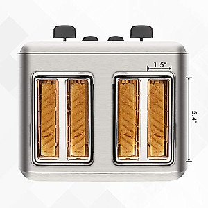 Schloß 4 Slice Toaster, Extra Wide Slot for Bread, Stainless Steel, 6 Shade Settings, Bagel/Defrost/Cancel with Removal Crumb Tray (30222)