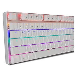 HANSUNG COM Gtune GK360 Quick SWAP Switch Mechanical Custom Gaming Keyboard Rainbow LED NKEY-Rollover (English/Korean Layout) Blue Switch Click (White)