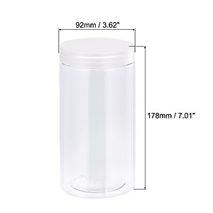 uxcell Round Plastic Jars with Transparent Screw Top Lid, 34oz/ 1000ml Wide-mouth Clear Empty Containers for Storage, Organizing, 2Pcs