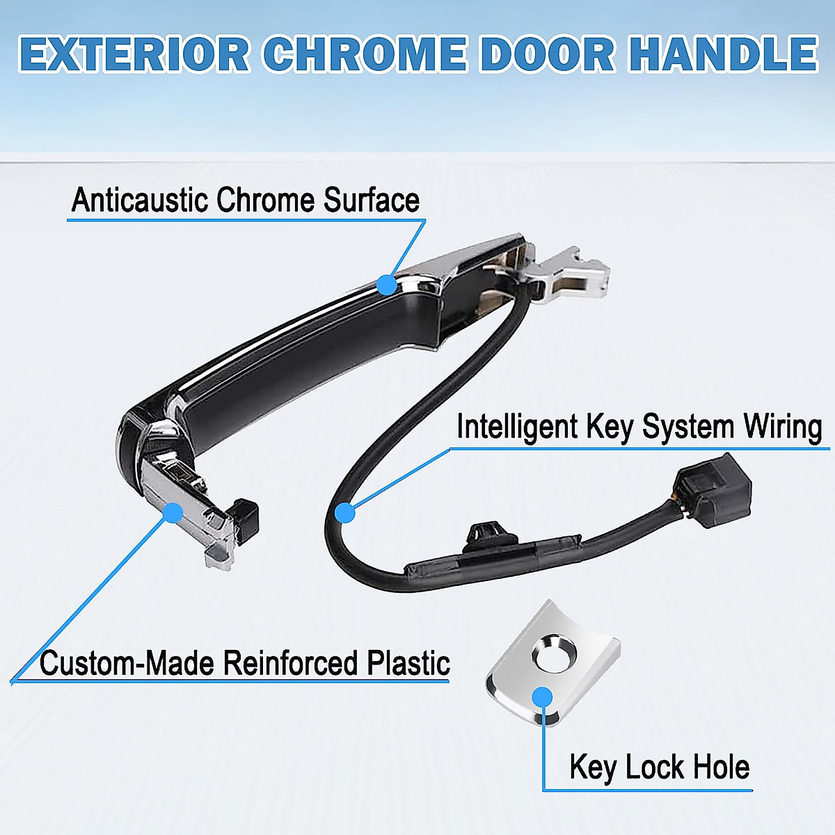 Yikesai Exterior Chrome Door Handle Front Left Driver Side, with Key Hole Smart Entry Keyless - Compatible with 2010-2013 Nissan Rogue - Replaces 80640CZ31B 80640-CZ31A, 80645-CA000